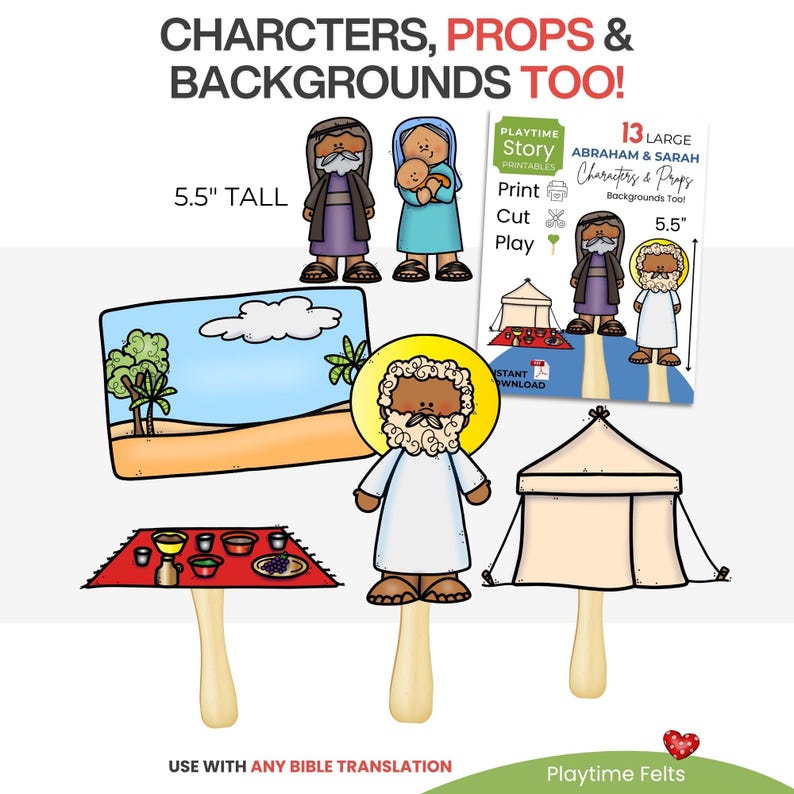 Abraham and Sarah Bible Story Printables Stick Puppets for Kids Sunday ...