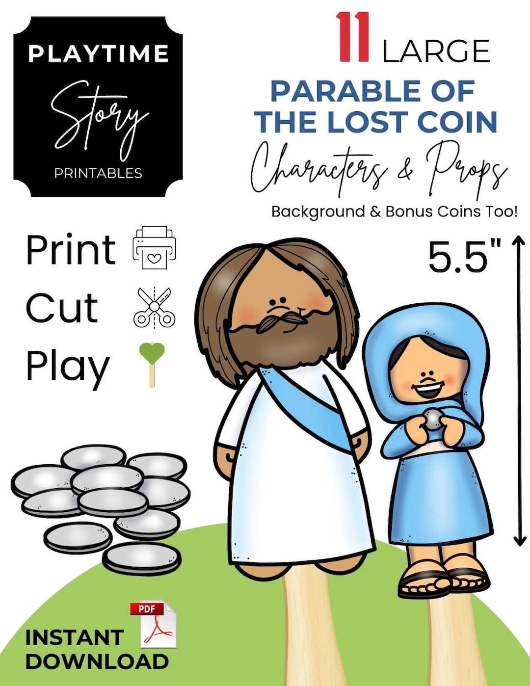 Parable of the Lost Coin New Testament Bible Stories Sequencing Story ...