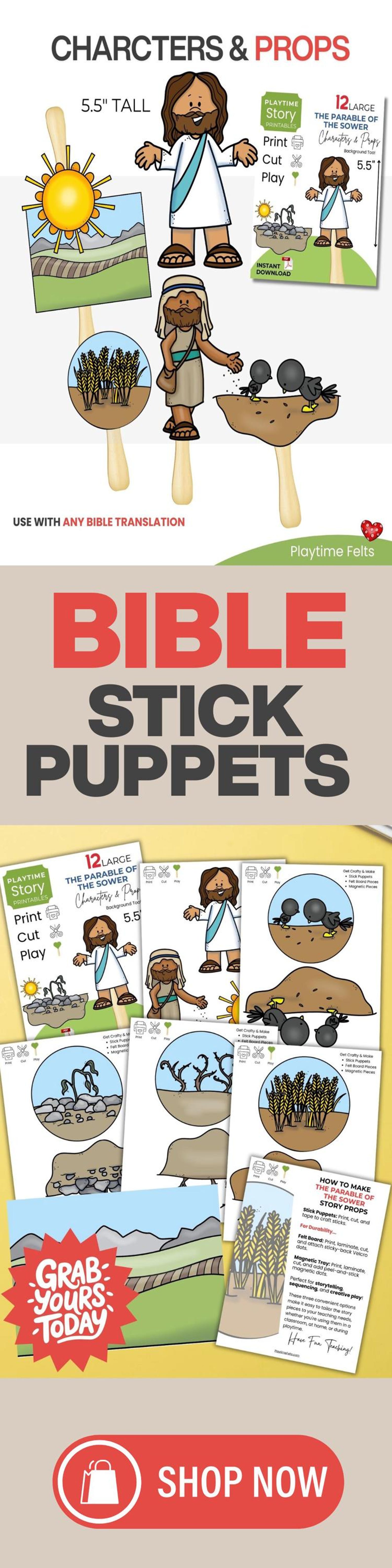 Parable of the Sower Stick Puppets, Bible Story Activity (PDF) - Etsy