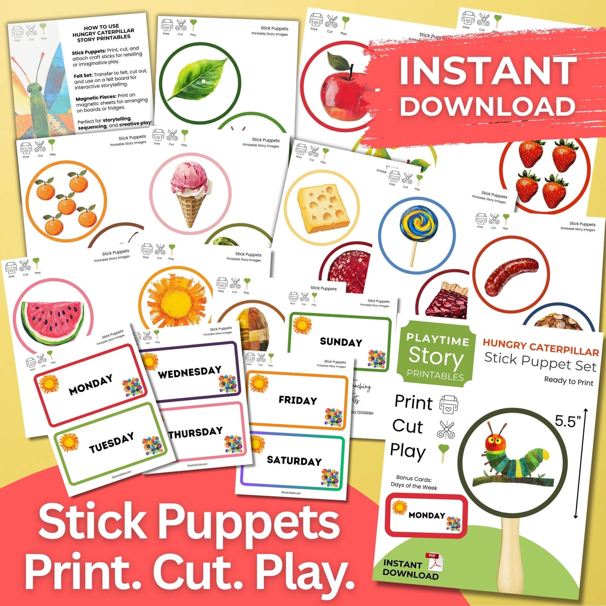 Very Hungry Caterpillar Visual for Kids Storytelling Activity Days of ...