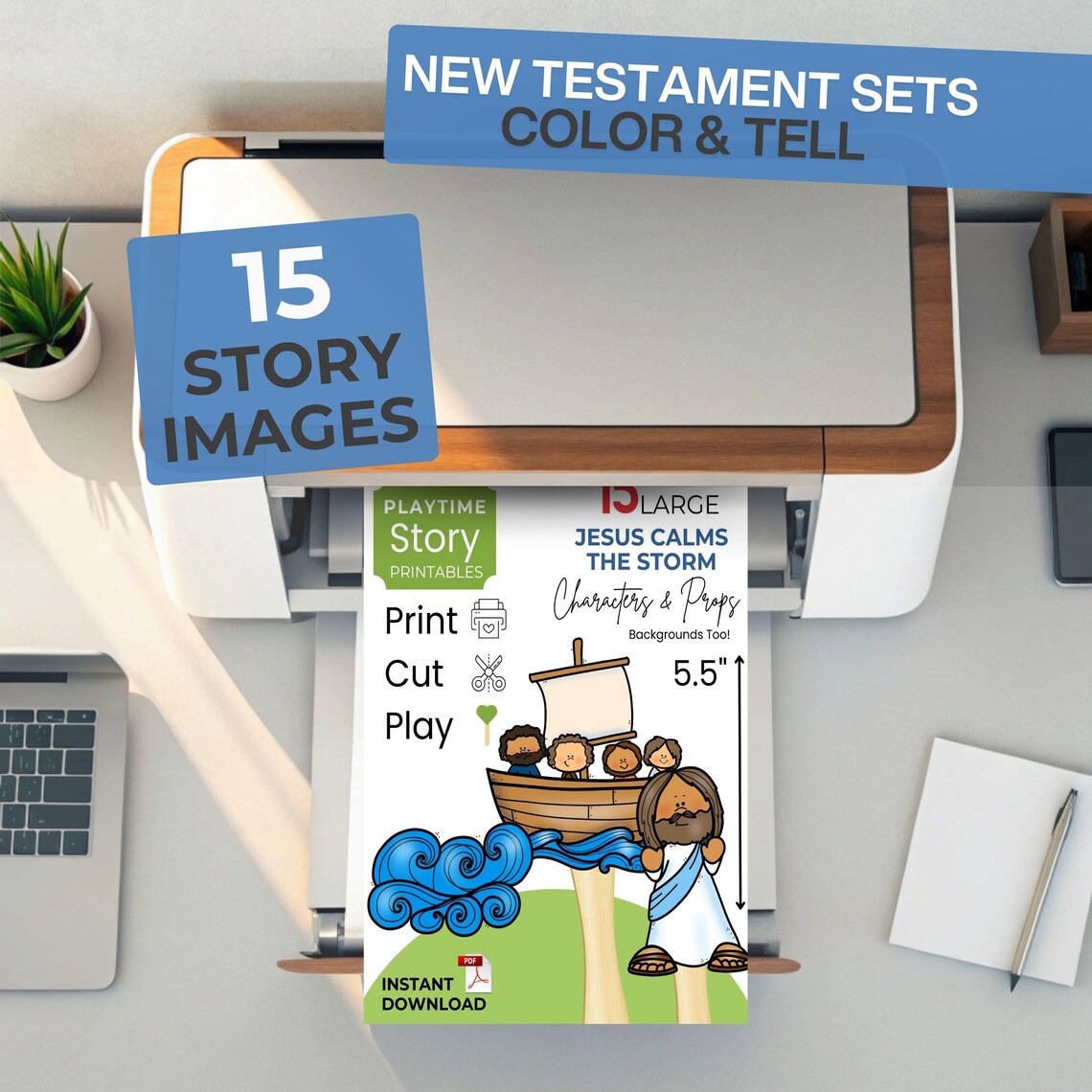 Jesus Calms the Storm Printable Stick Puppets Craft Miracles of Jesus ...