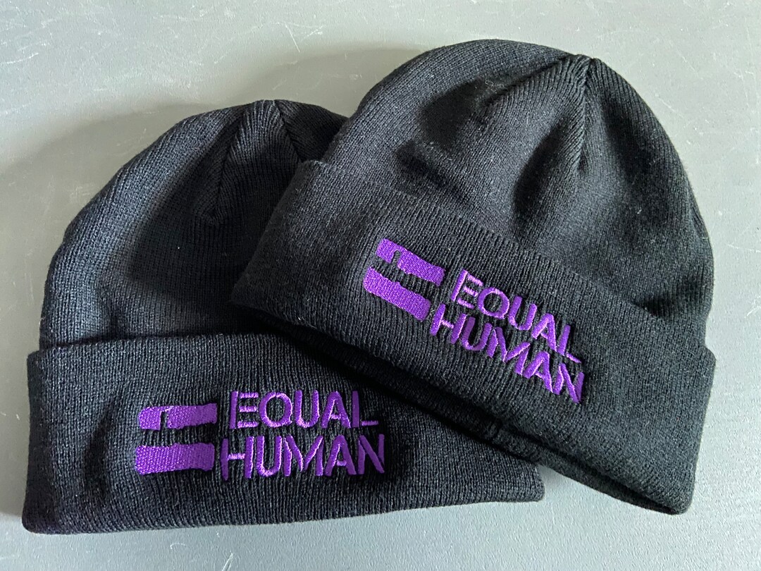 Equal Human Flip Brim Beanie blk W/purple Logo - Etsy