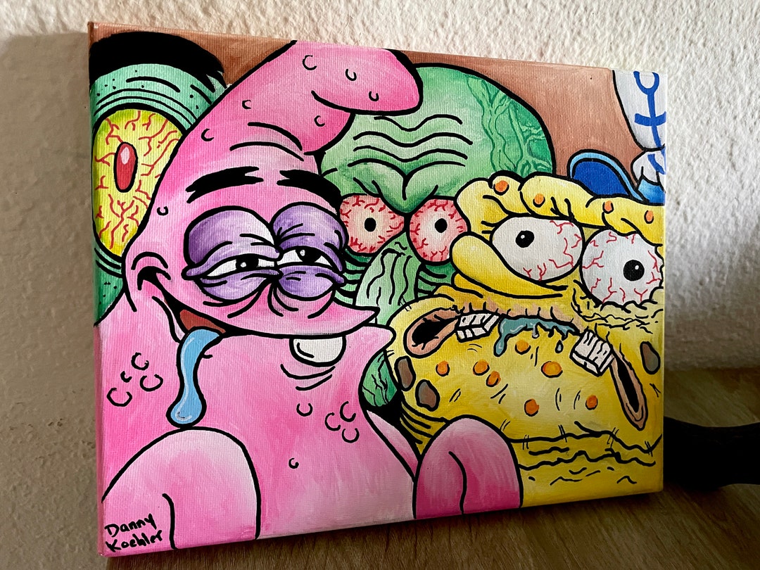 Spongebob Squarepants Acrylic Painting: Digital Download File - Etsy