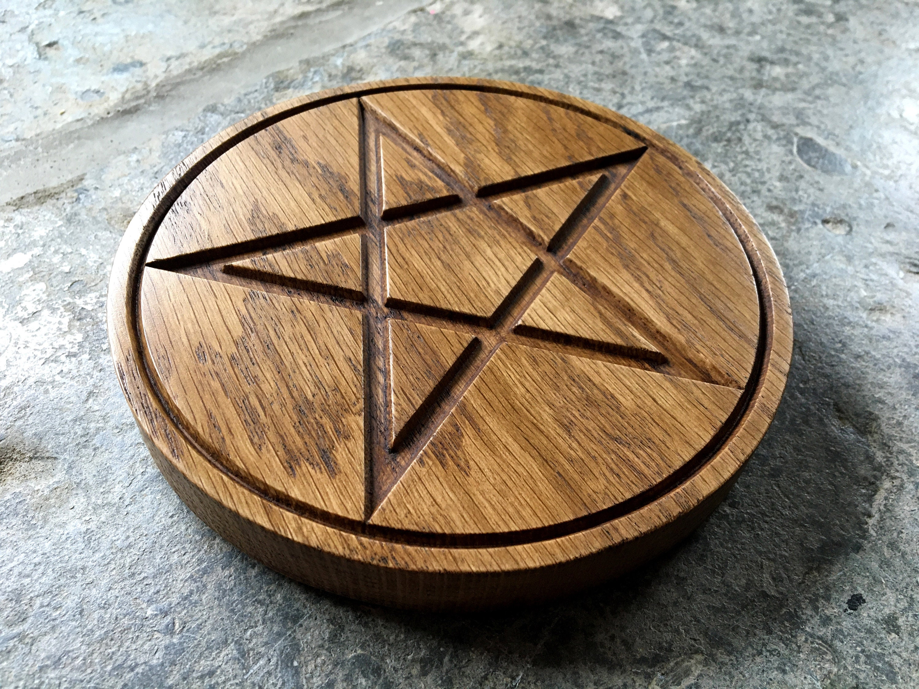 ALTAR PENTACLE Carved in Solid Oak - Etsy