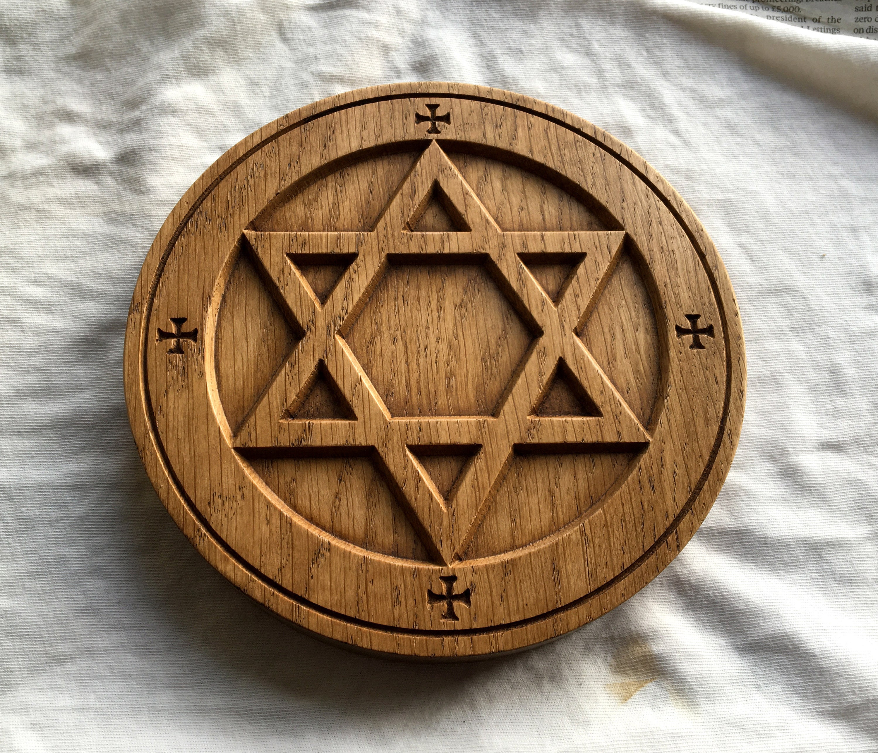 PENTACLE OF EARTH Carved in Solid Oak altar Pentacle - Etsy
