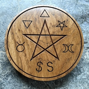 GARDNERIAN WICCA PENTACLE - Witchcraft Altar Pentacle Carved in Solid ...