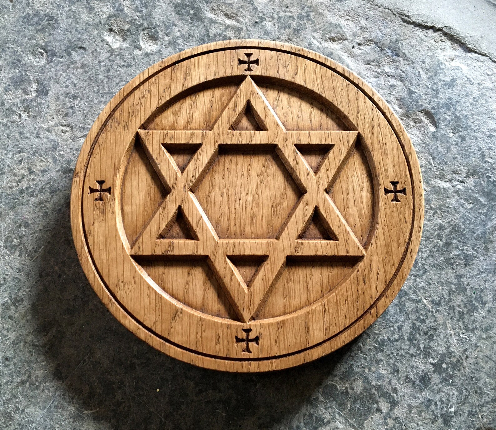 PENTACLE OF EARTH Carved in Solid Oak altar Pentacle - Etsy