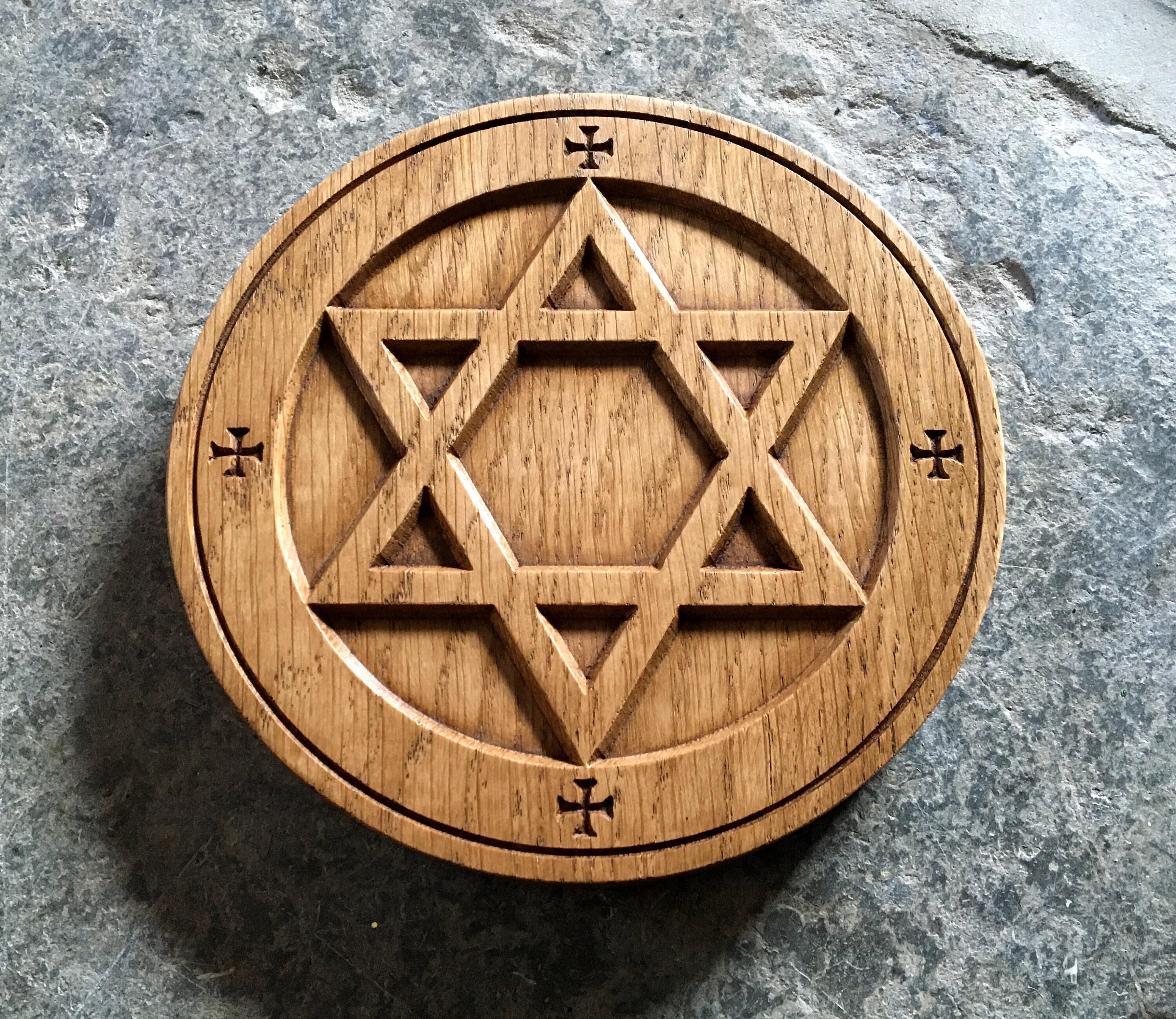 PENTACLE OF EARTH Carved in Solid Oak altar Pentacle - Etsy
