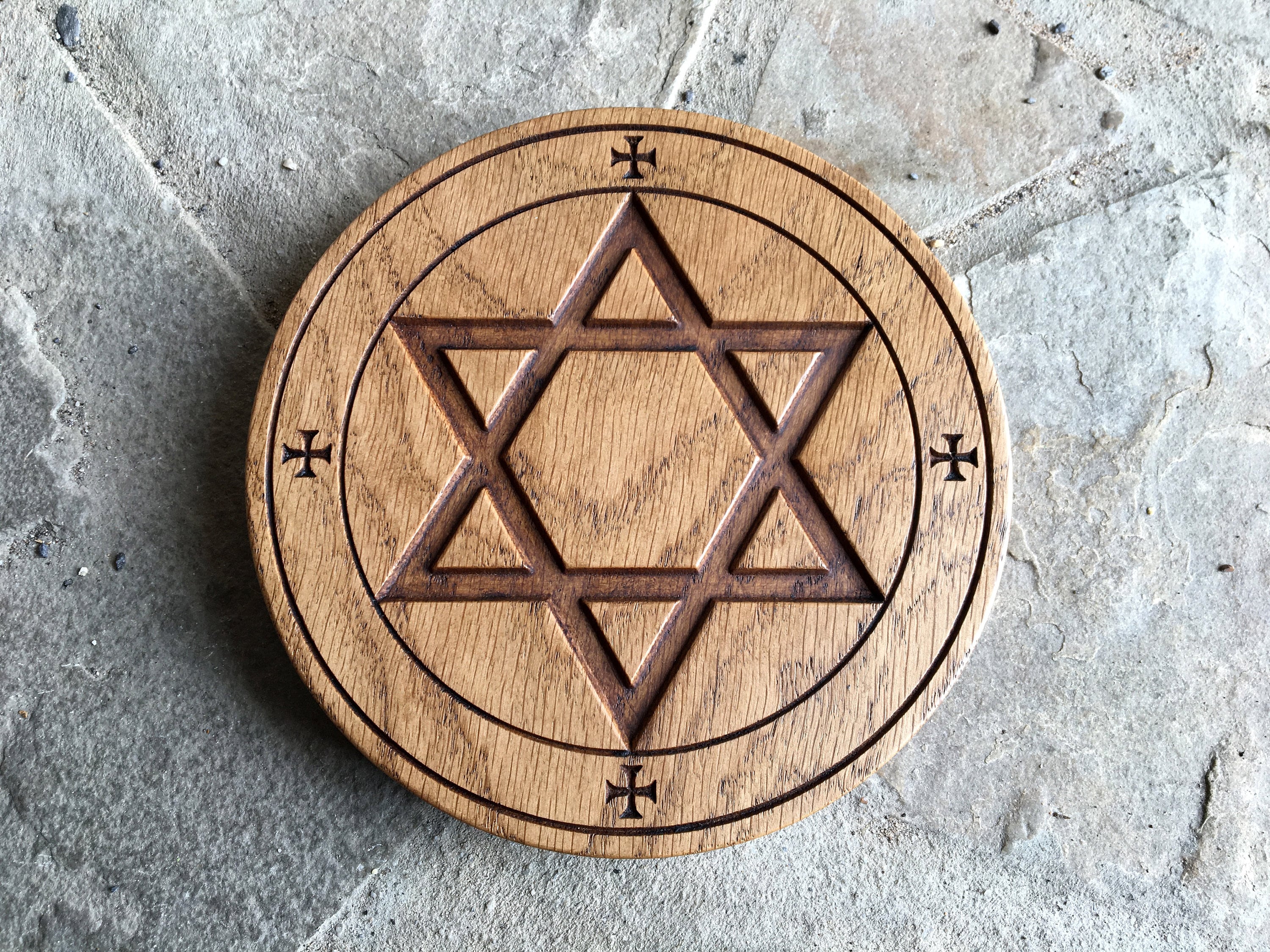 PENTACLE OF EARTH Carved in Solid Oak altar Pentacle - Etsy