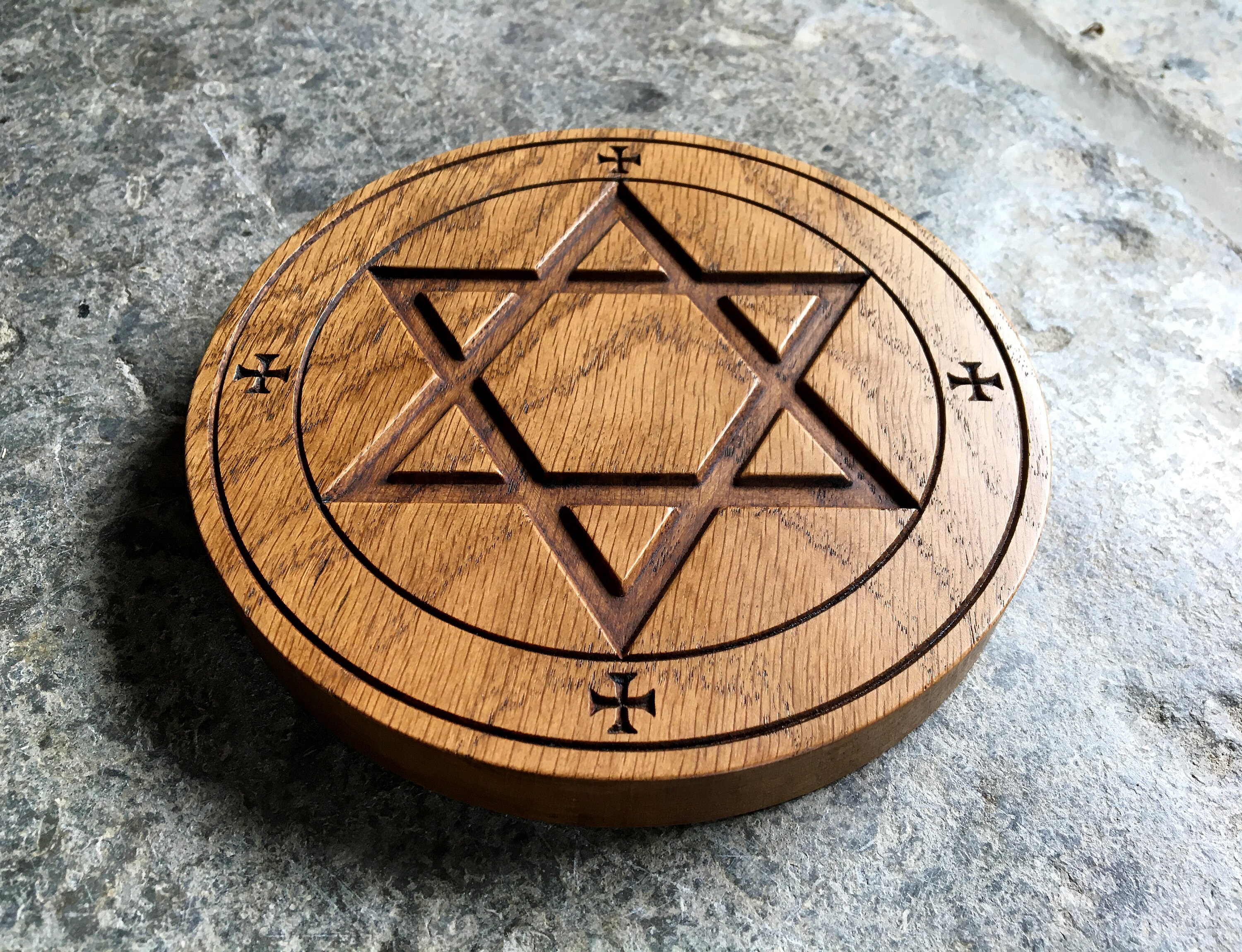 PENTACLE OF EARTH Carved in Solid Oak altar Pentacle - Etsy
