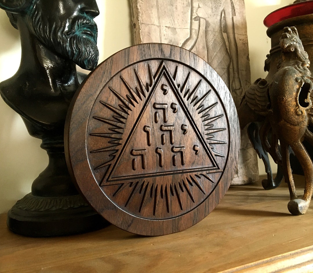 TETRAGRAMMATON - YHWH Tetractys - Carved Altar Plaque in Solid Walnut ...