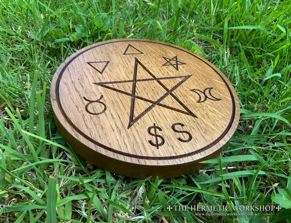 GARDNERIAN WICCA PENTACLE - Witchcraft Altar Pentacle Carved in Solid ...