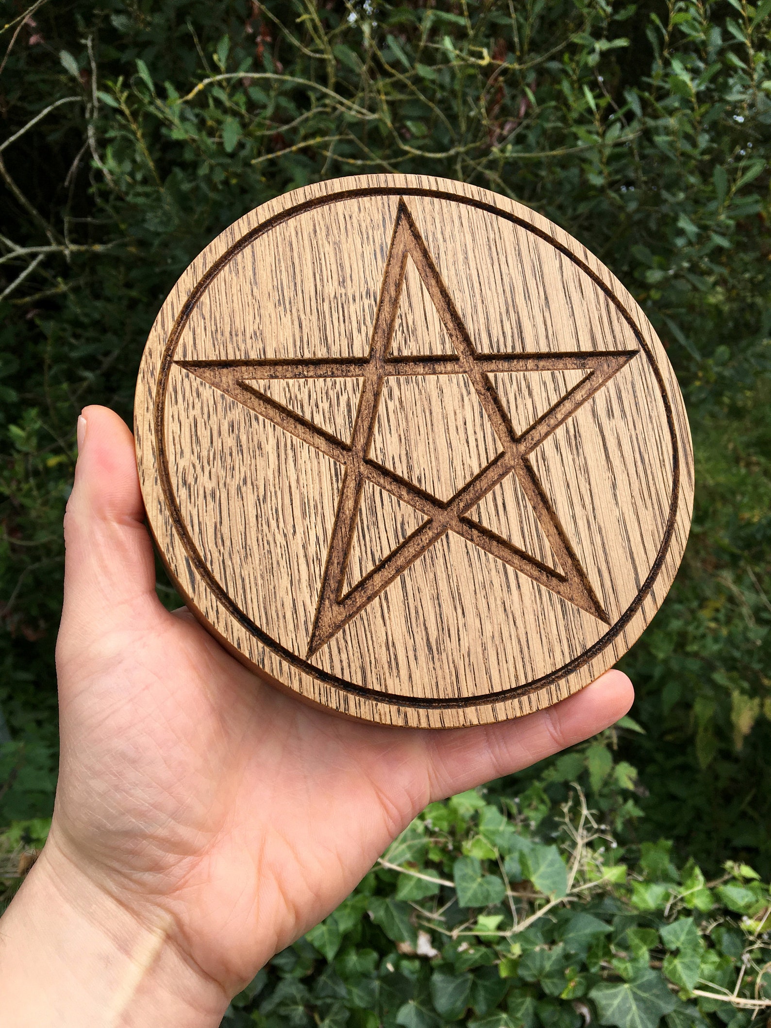 ALTAR PENTACLE Carved in Solid Oak | Etsy