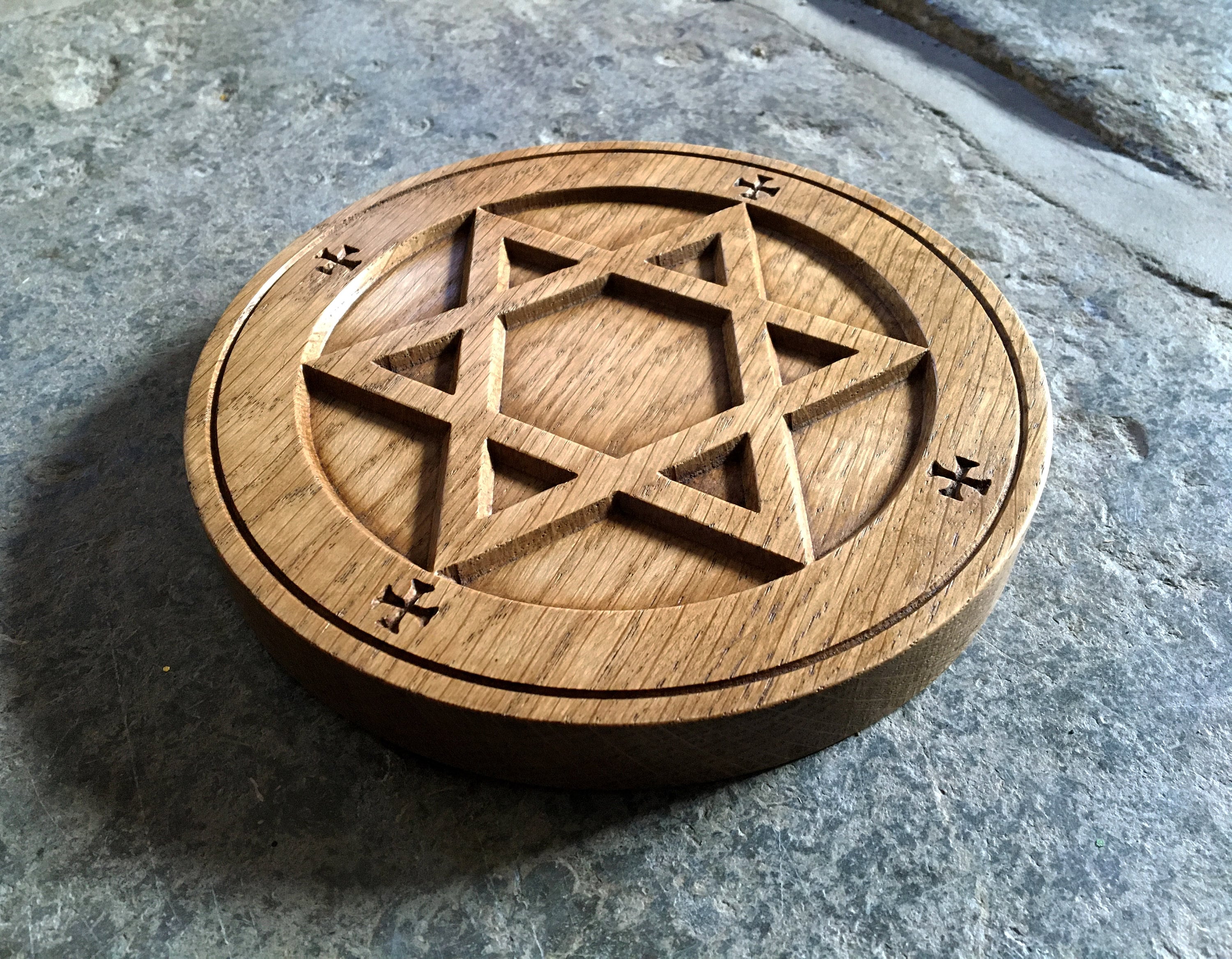 PENTACLE OF EARTH Carved in Solid Oak altar Pentacle - Etsy