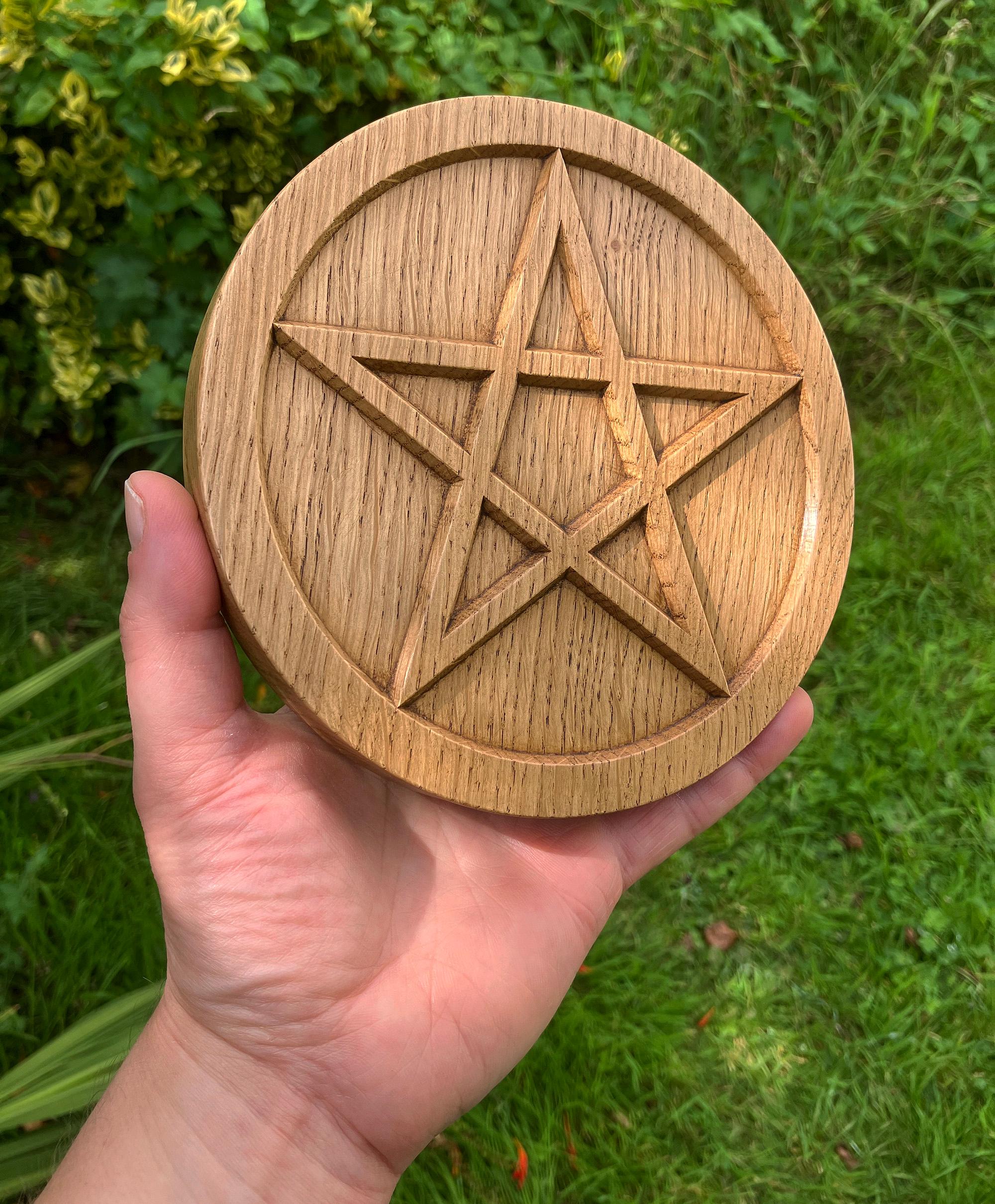 THE ALTAR PENTACLE - Carved in Solid Oak - Witchcraft Wicca Ceremonial ...