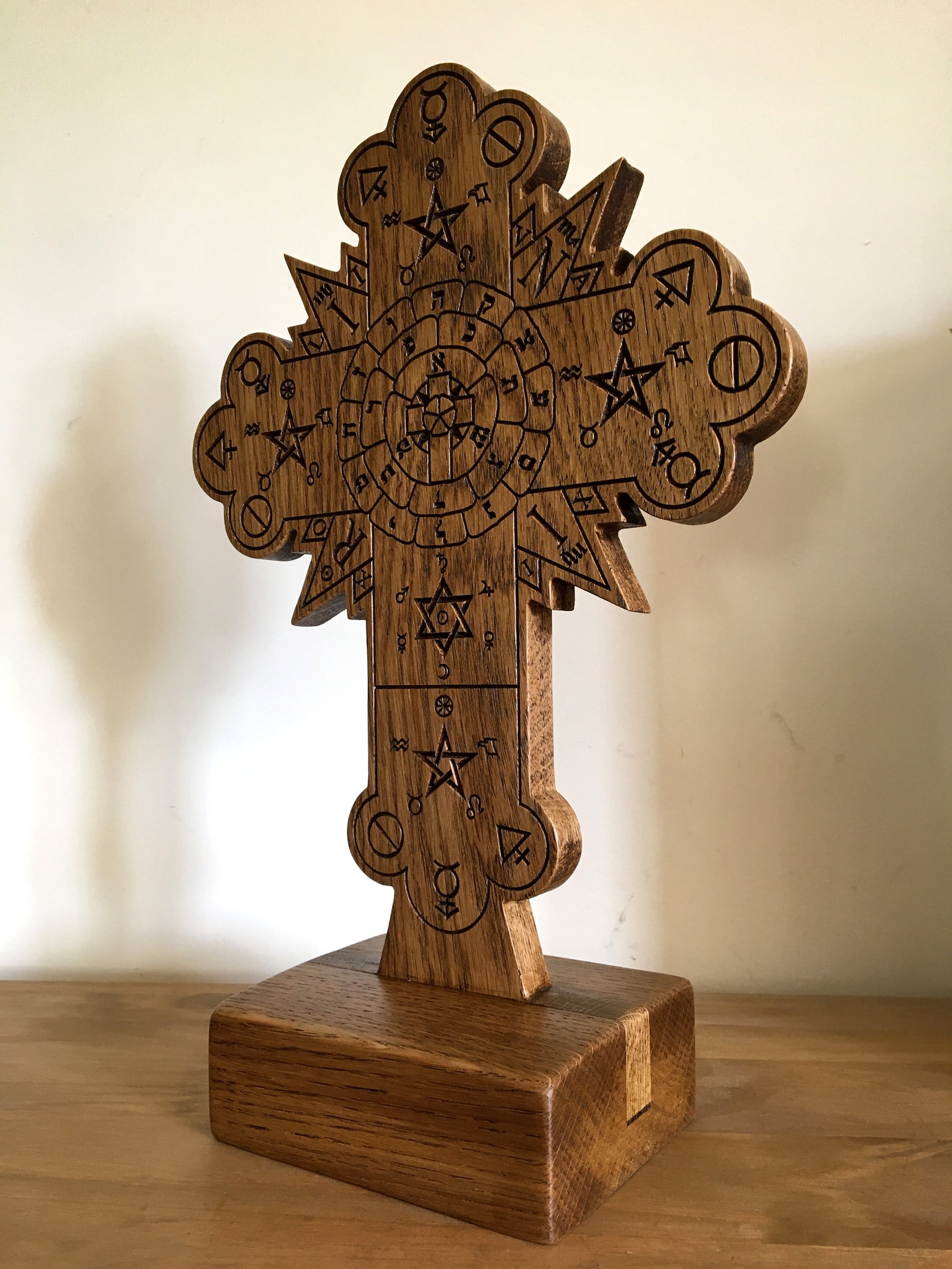STANDING ROSE CROSS - Carved in Solid Oak (hermetic Altar Piece) - Etsy ...