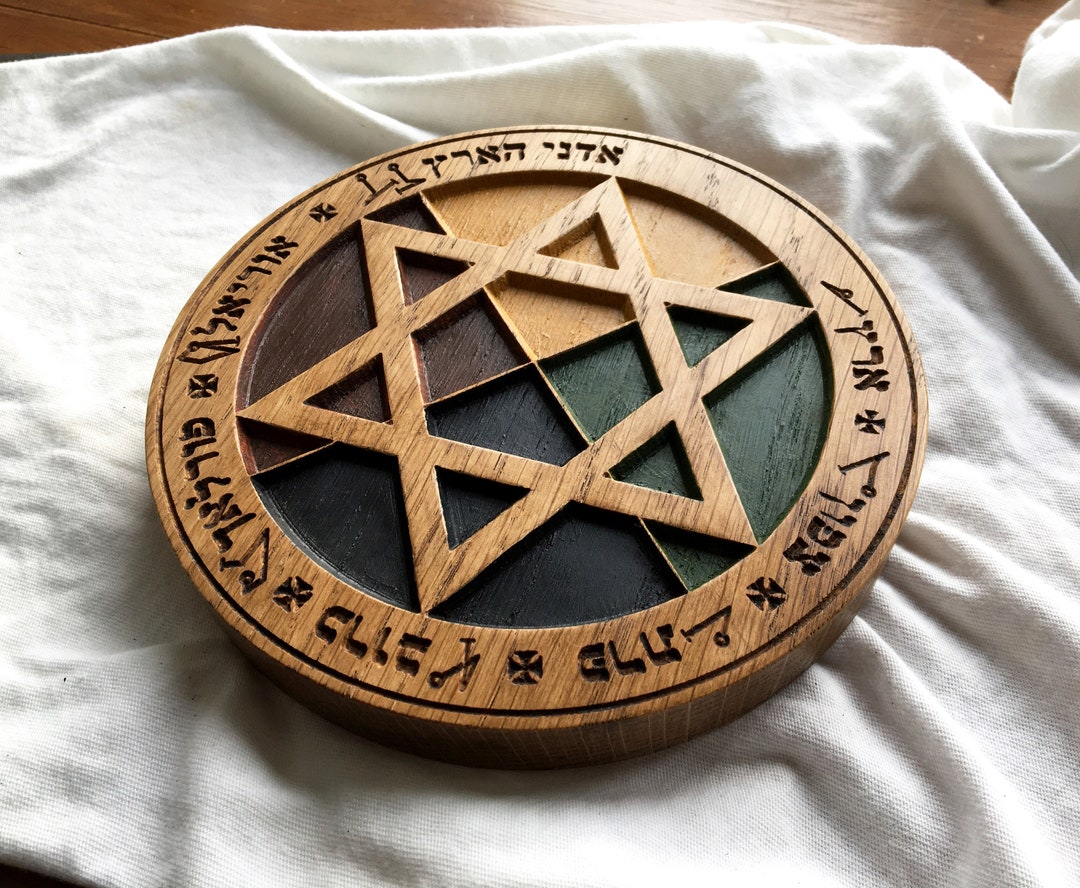 THE EARTH PENTACLE (golden Dawn) - Carved in Oak and Hand Painted - Etsy