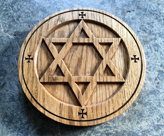 PENTACLE OF EARTH Carved in Solid Oak altar Pentacle | Etsy