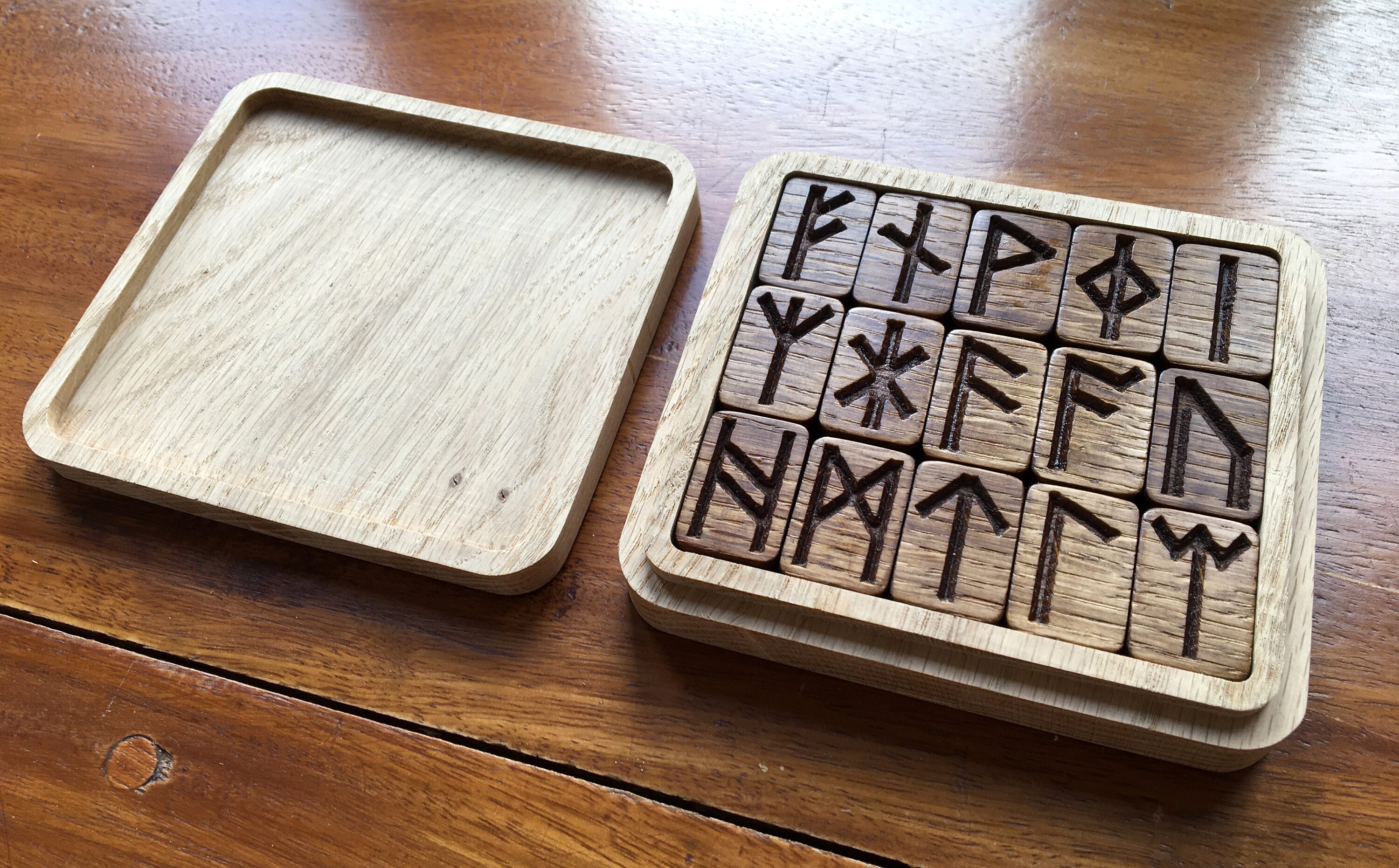 Oak Carved ANGLO-SAXON RUNE Set futhorc With Custom Oak Box - Etsy