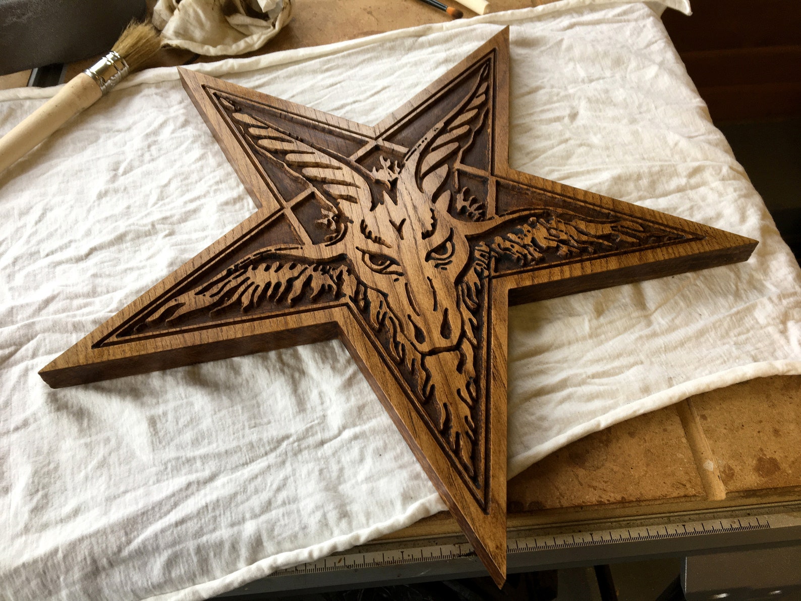 BAPHOMET WALL PLAQUE / Carved in Solid Oak / for Temple or - Etsy