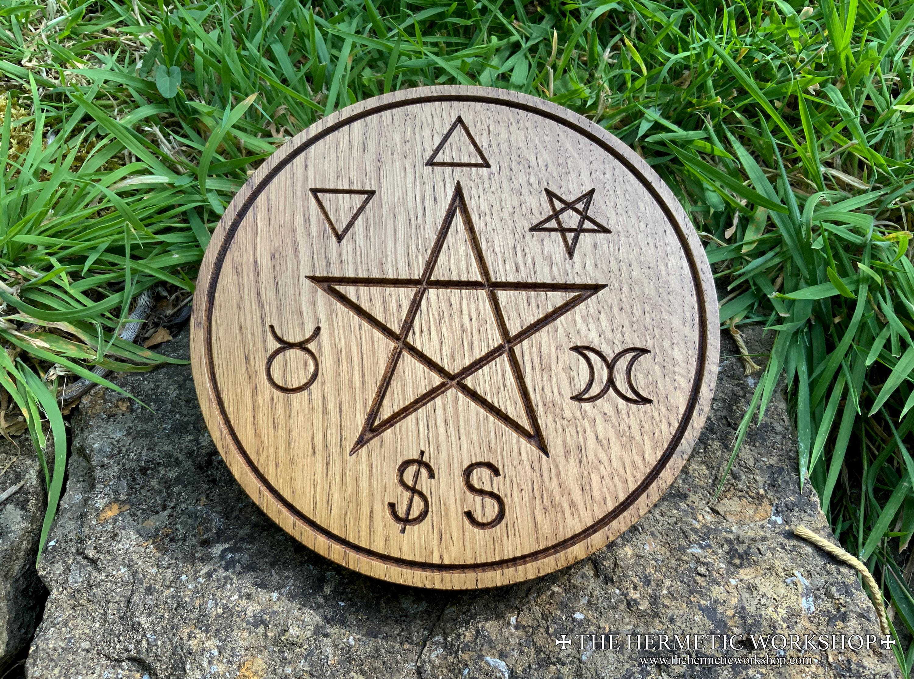 GARDNERIAN WICCA PENTACLE - Witchcraft Altar Pentacle Carved in Solid ...