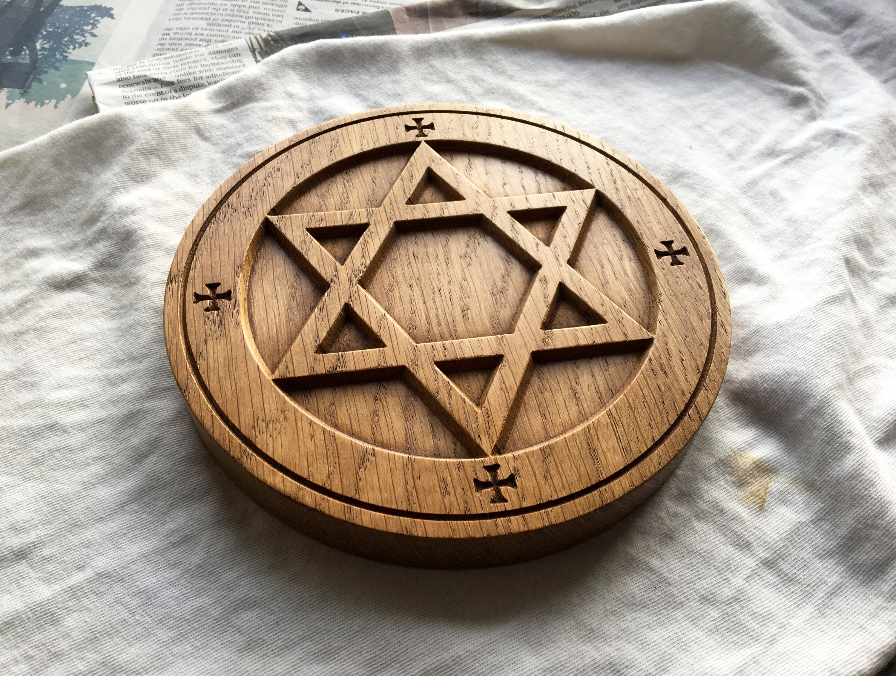PENTACLE OF EARTH Carved in Solid Oak altar Pentacle - Etsy
