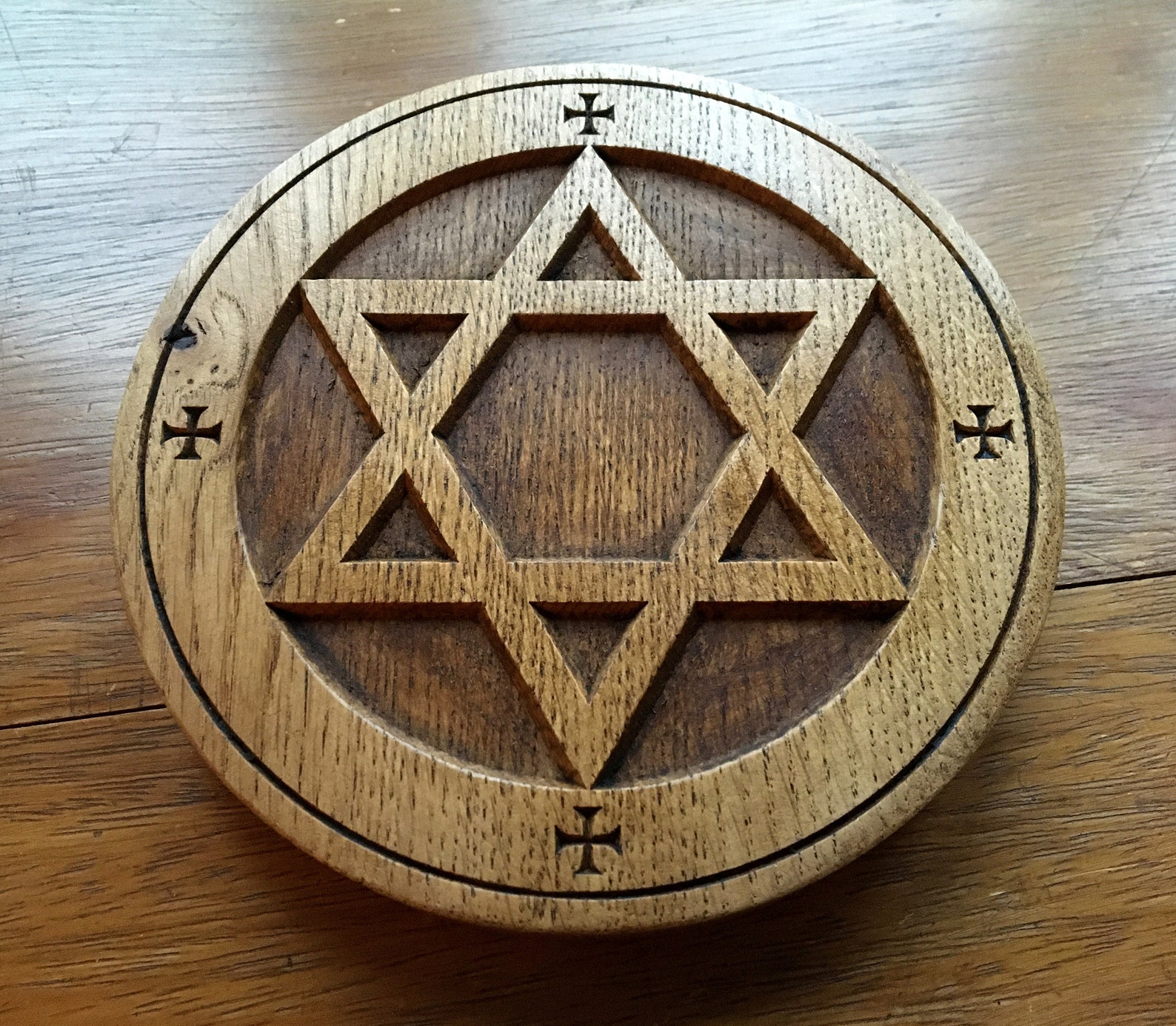 PENTACLE OF EARTH Carved in Solid Oak Altar Pentacle | Etsy