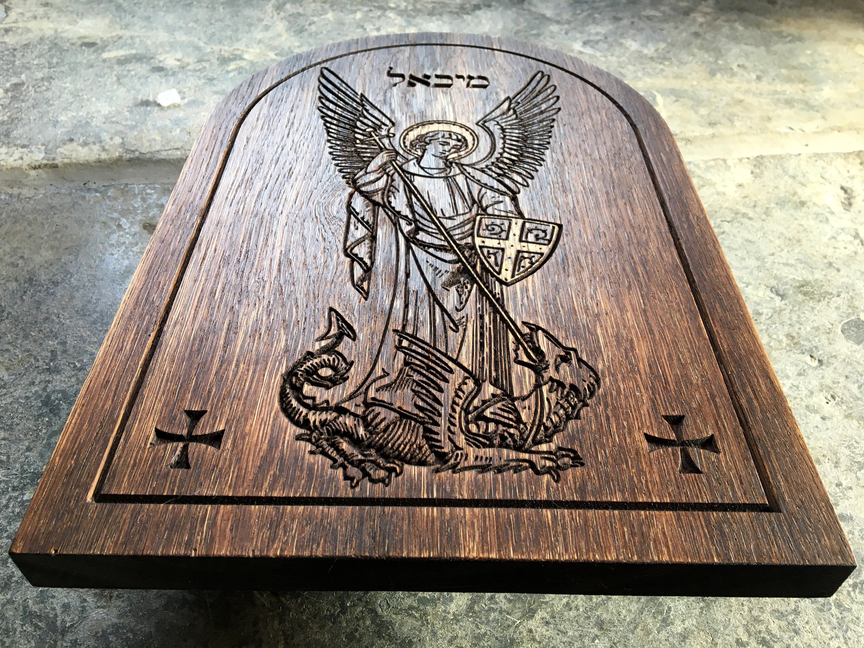 ARCHANGEL MICHAEL - Oak Carved Altar Tablet / Altar Stele - Etsy