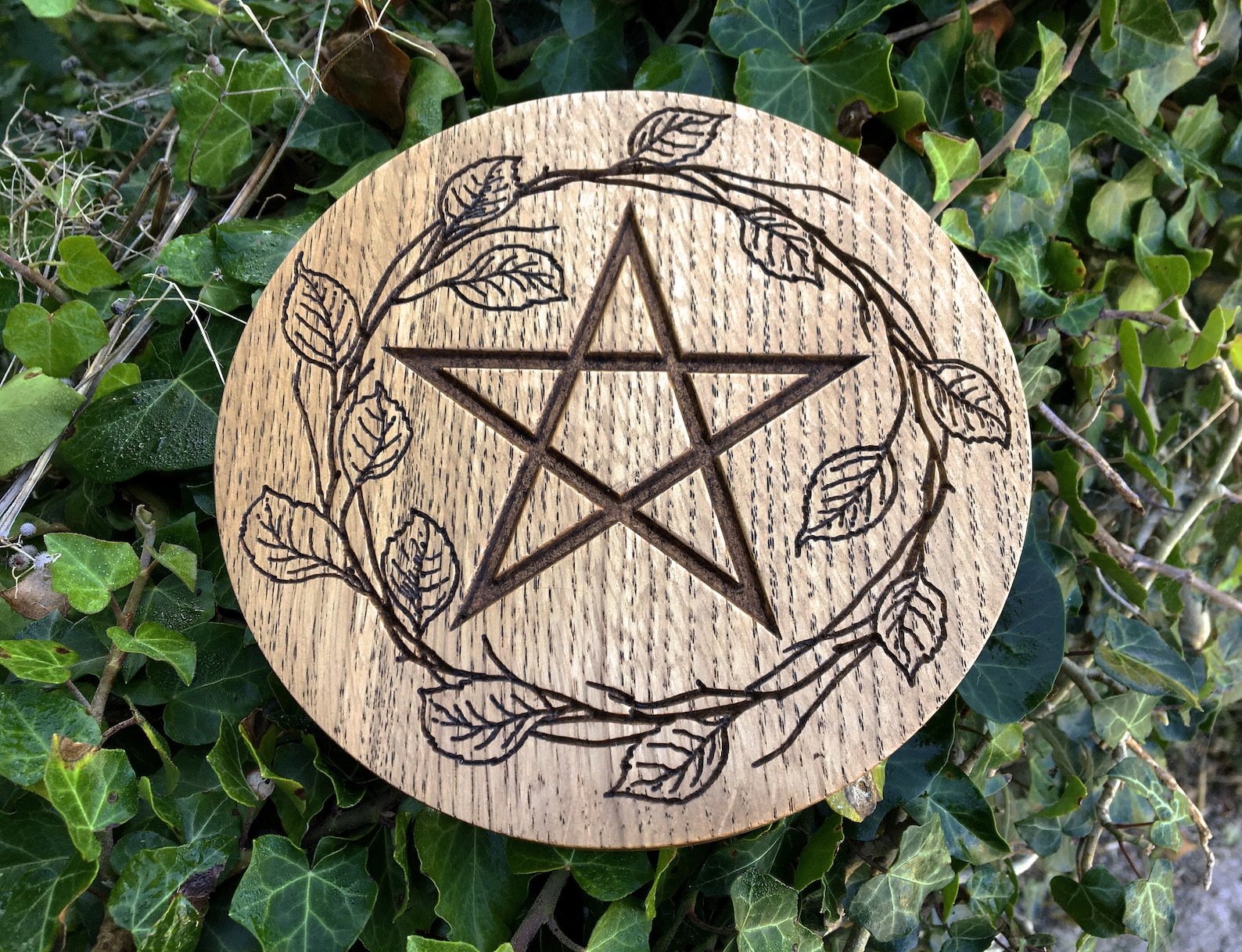 CUSTOM ALTAR PENTACLE - Carved in Solid Oak With 13 Leaves - Etsy