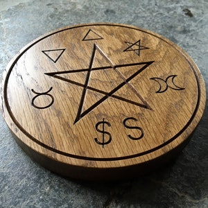 GARDNERIAN WICCA PENTACLE - Witchcraft Altar Pentacle Carved in Solid ...