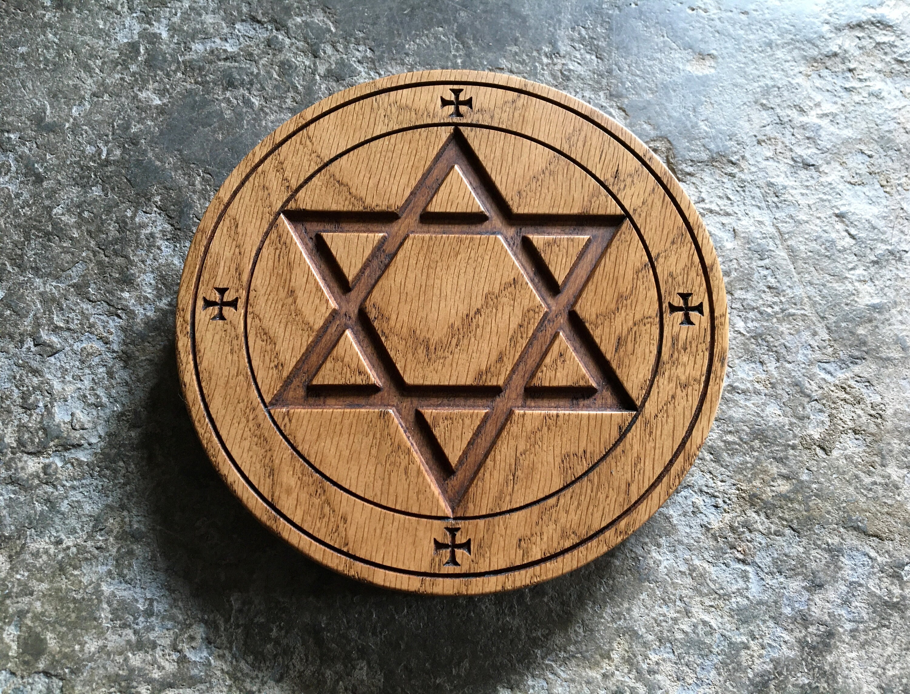 PENTACLE OF EARTH Carved in Solid Oak altar Pentacle - Etsy