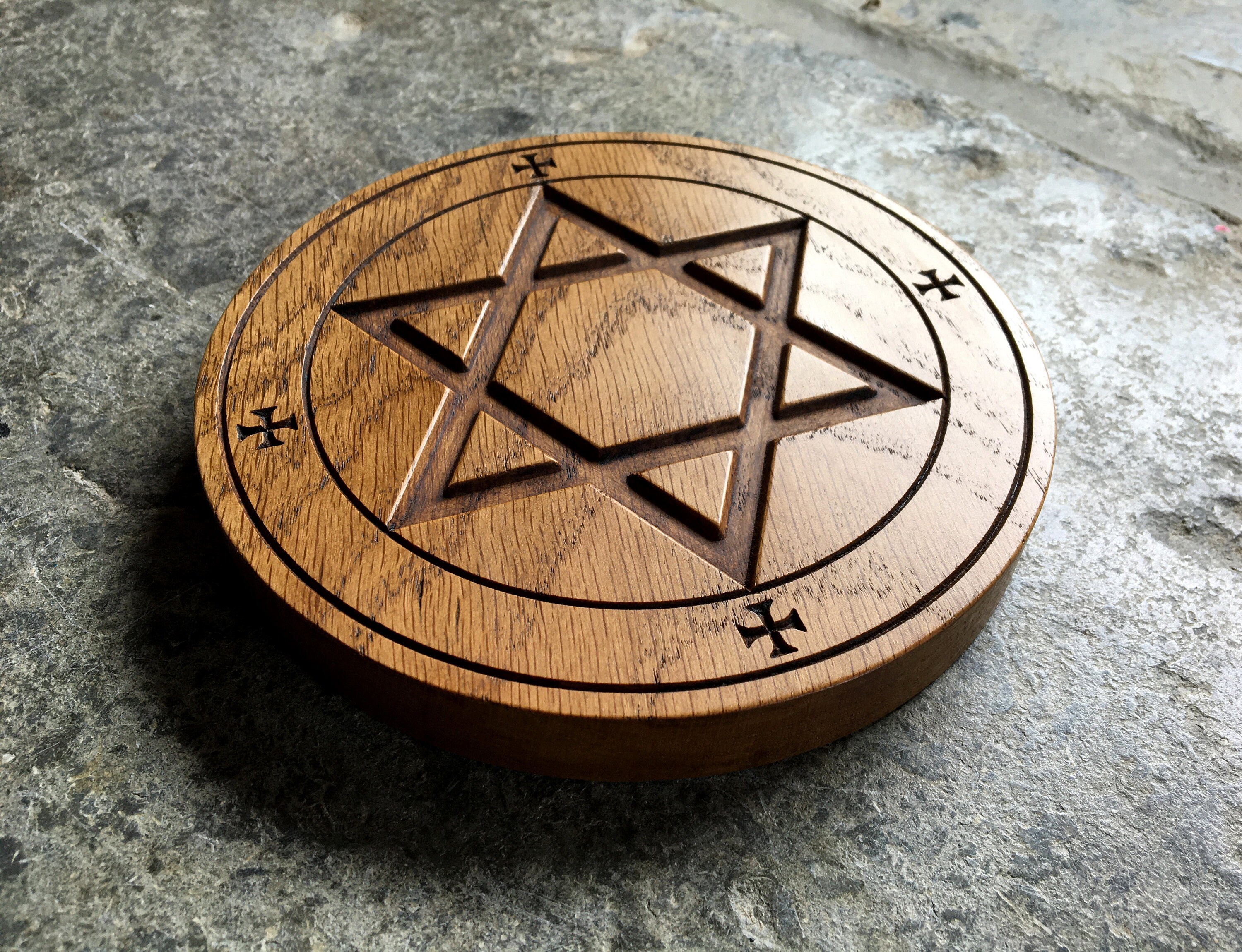 PENTACLE OF EARTH Carved in Solid Oak altar Pentacle - Etsy