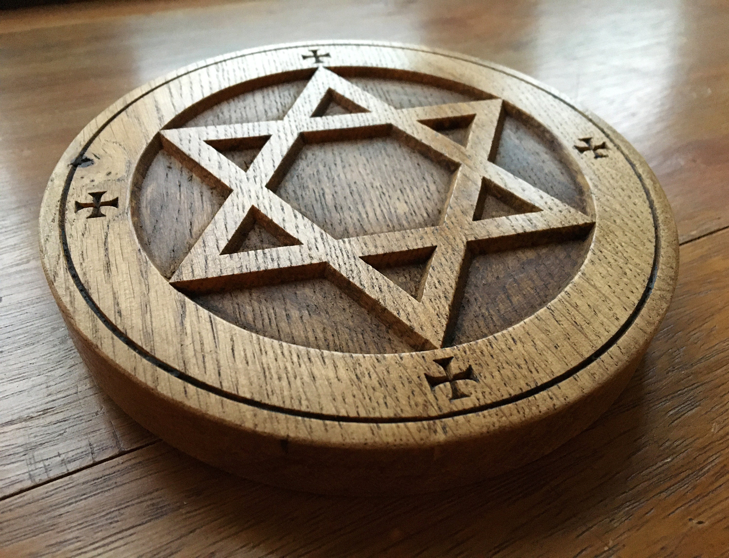 PENTACLE OF EARTH Carved in Solid Oak Altar Pentacle | Etsy