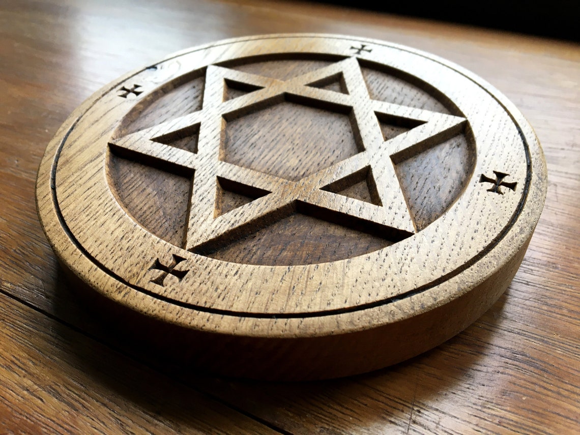 PENTACLE OF EARTH Carved in Solid Oak Altar Pentacle | Etsy