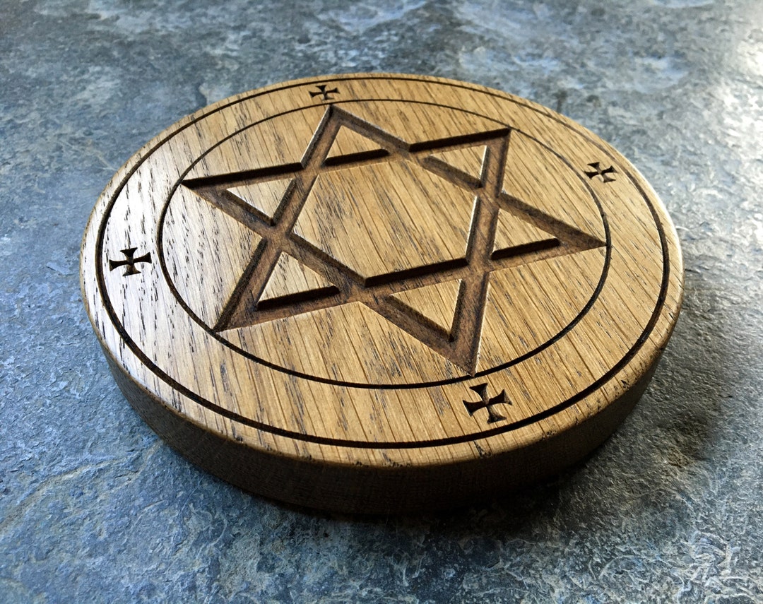 PENTACLE OF EARTH Carved in Solid Oak altar Pentacle - Etsy