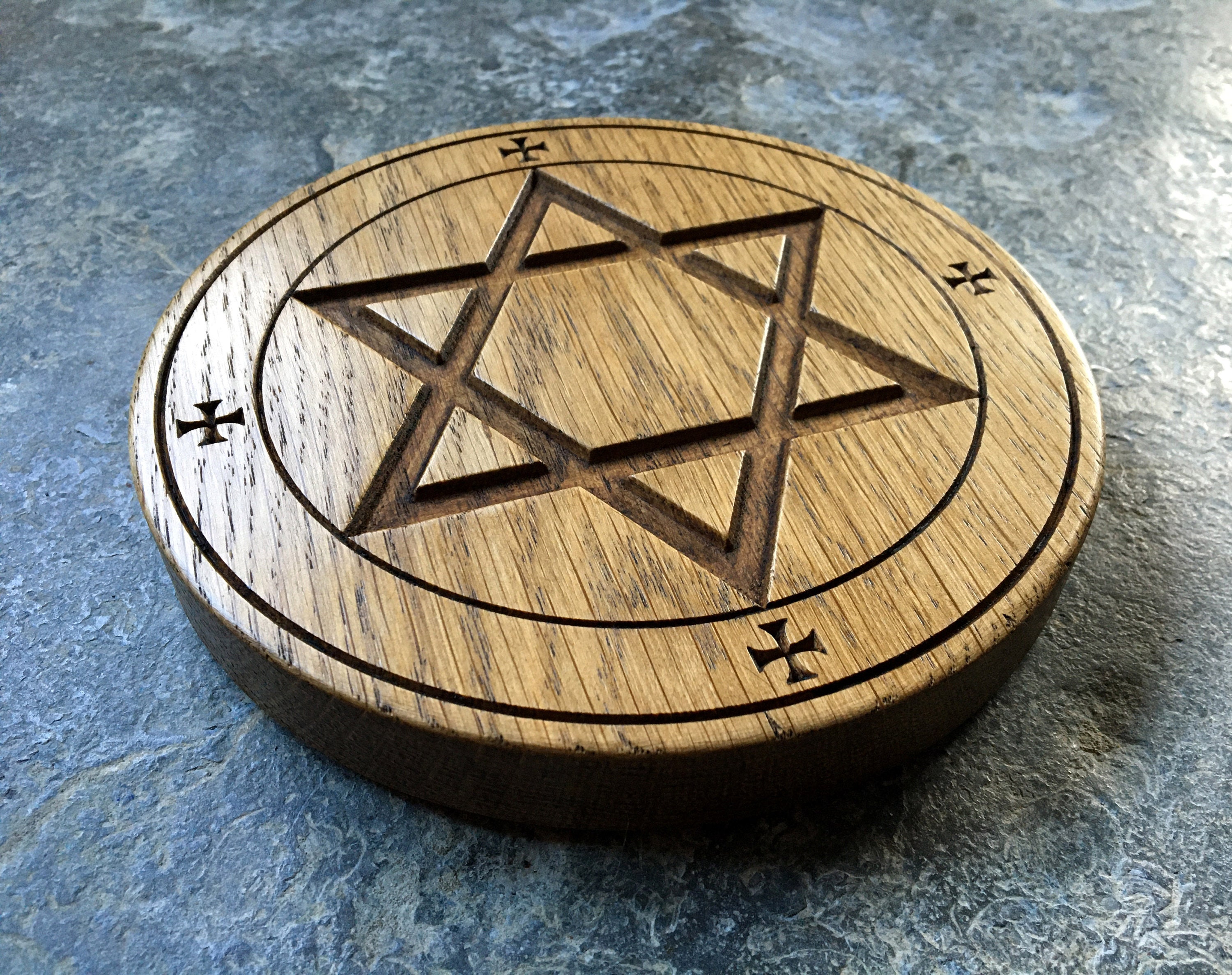 PENTACLE OF EARTH Carved in Solid Oak altar Pentacle - Etsy