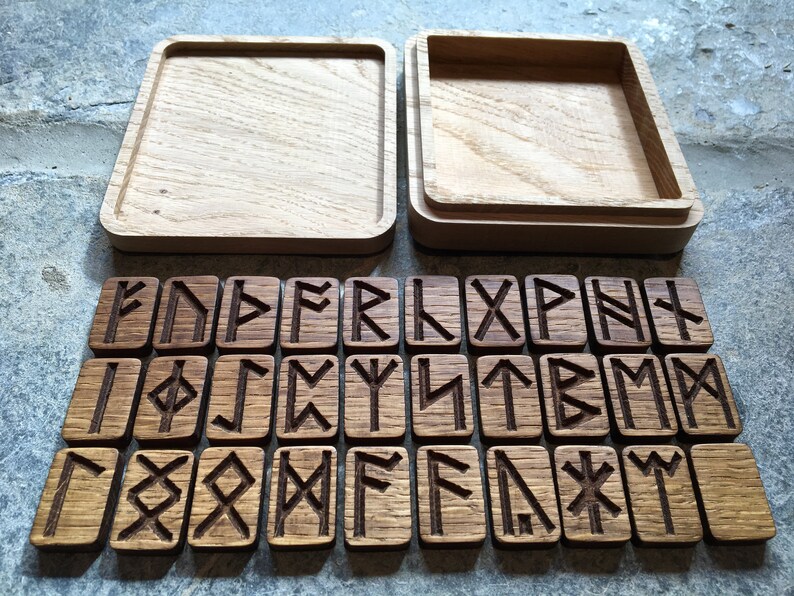 Oak Carved ANGLO-SAXON RUNE Set futhorc With Custom Oak Box - Etsy