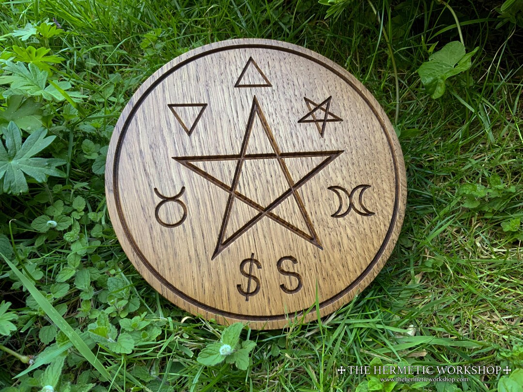 GARDNERIAN WICCA PENTACLE - Witchcraft Altar Pentacle Carved in Solid ...