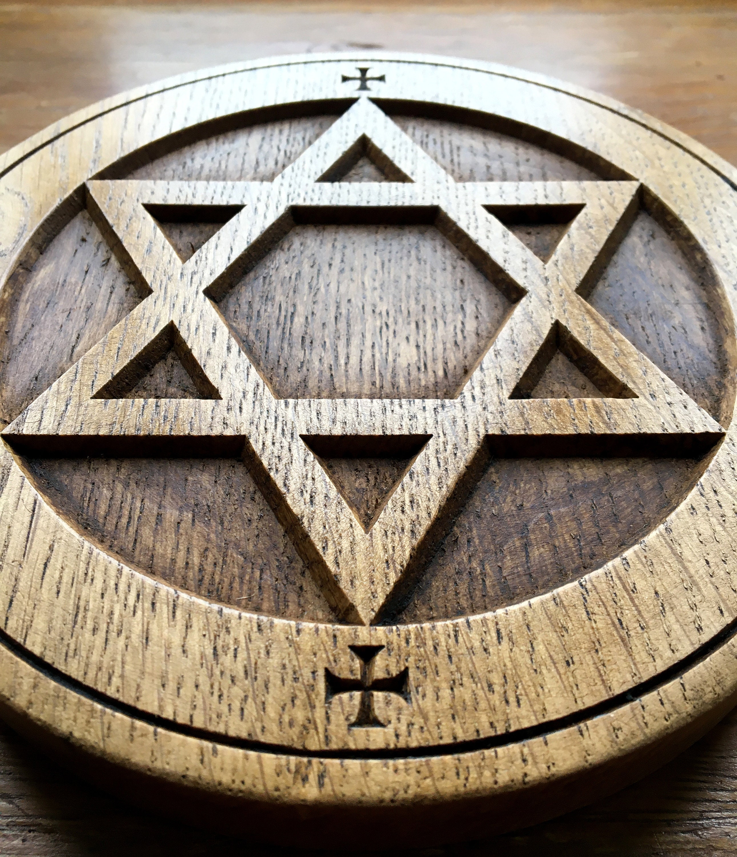 PENTACLE OF EARTH Carved in Solid Oak Altar Pentacle | Etsy