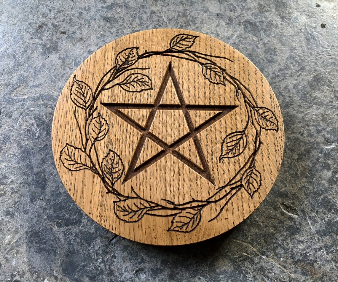CUSTOM ALTAR PENTACLE - Carved in Solid Oak With 13 Leaves - Etsy