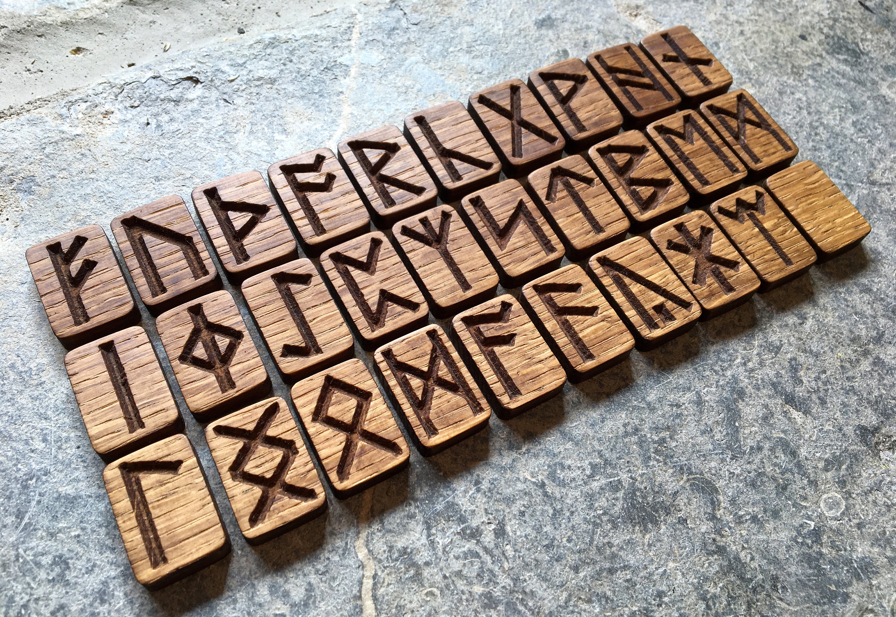 Oak Carved ANGLO-SAXON RUNE Set futhorc With Custom Oak Box - Etsy