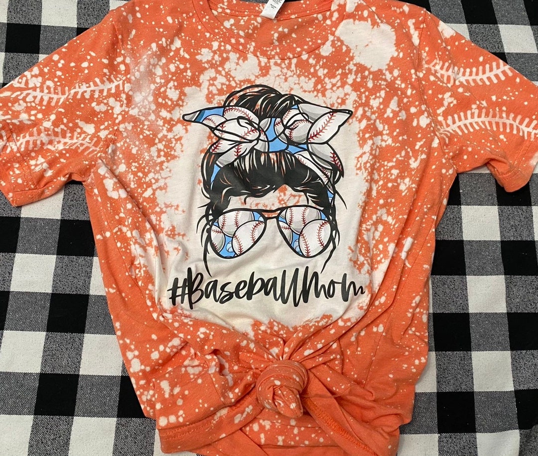 Messy Bun Baseball Softball Mom Bleached Shirt With Bleached Seam ...
