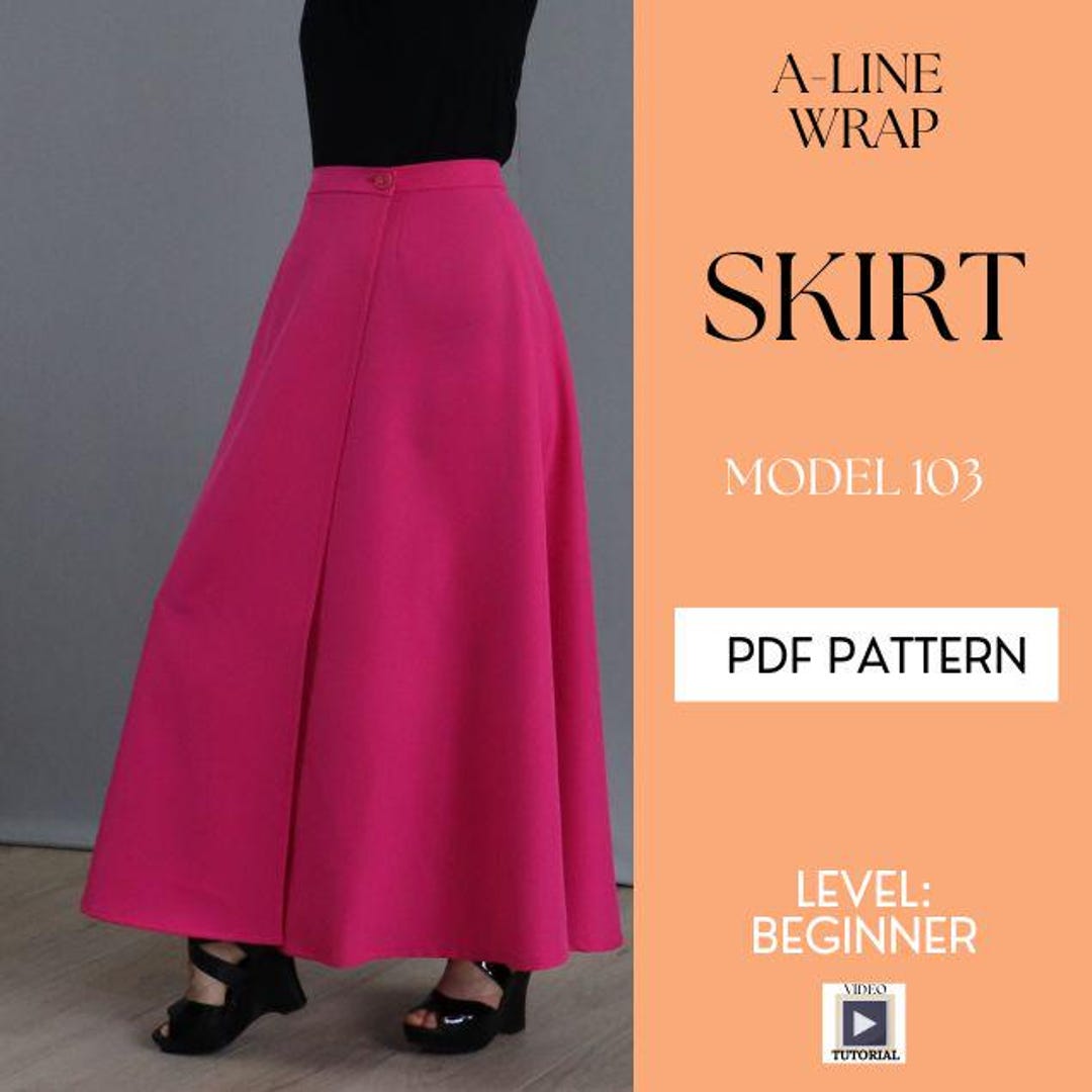 Wrap A-LINE Skirt, US Sizes 6-18, Sewing Pdf Pattern, M103. - Etsy