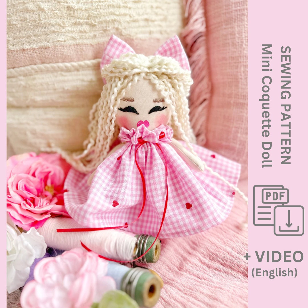 Valentines Doll Sewing Pattern and Video Step by Step, Doll Easy Sewing ...