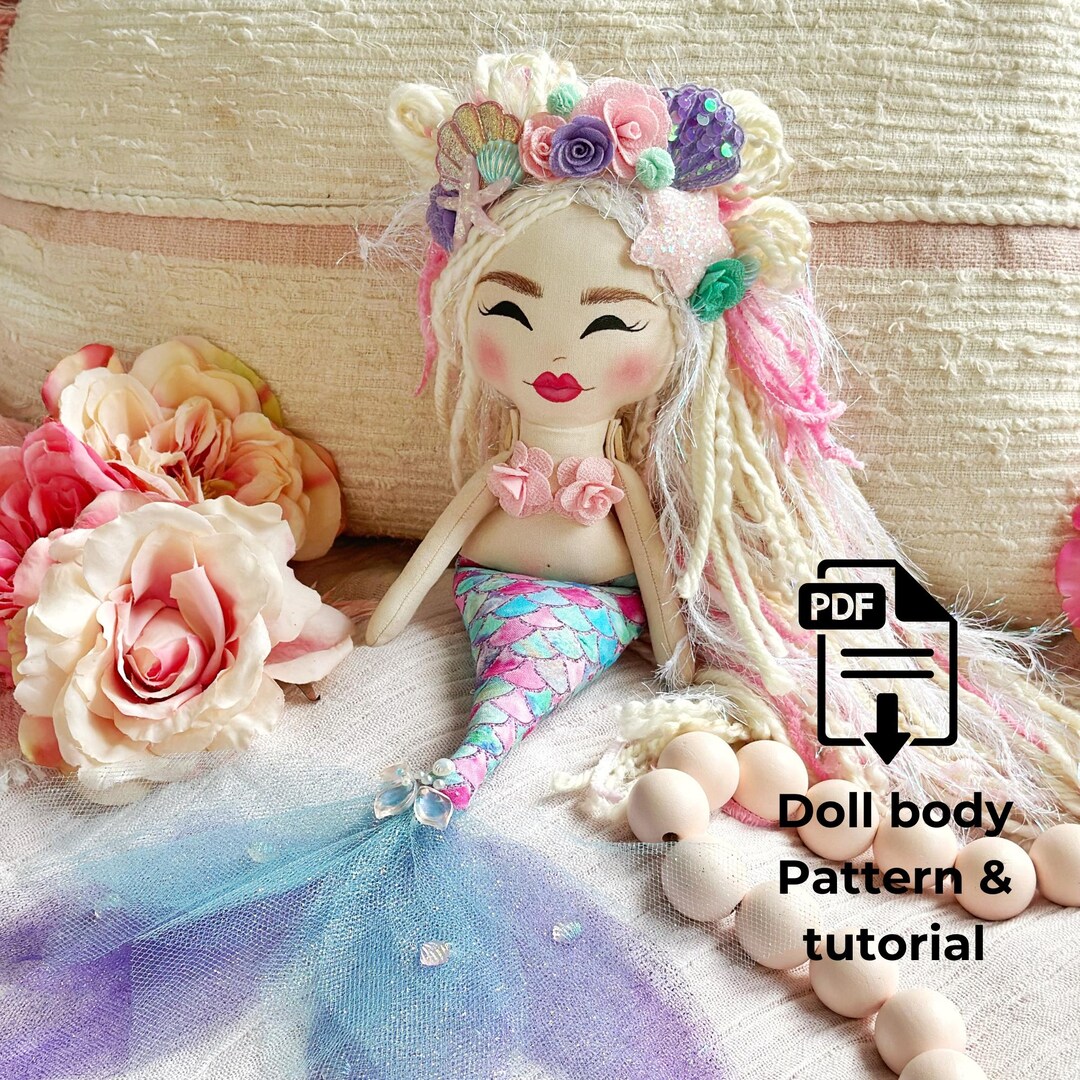 Mermaid Doll Sewing Pdf Pattern and Tutorial Step by Step, Sew a ...