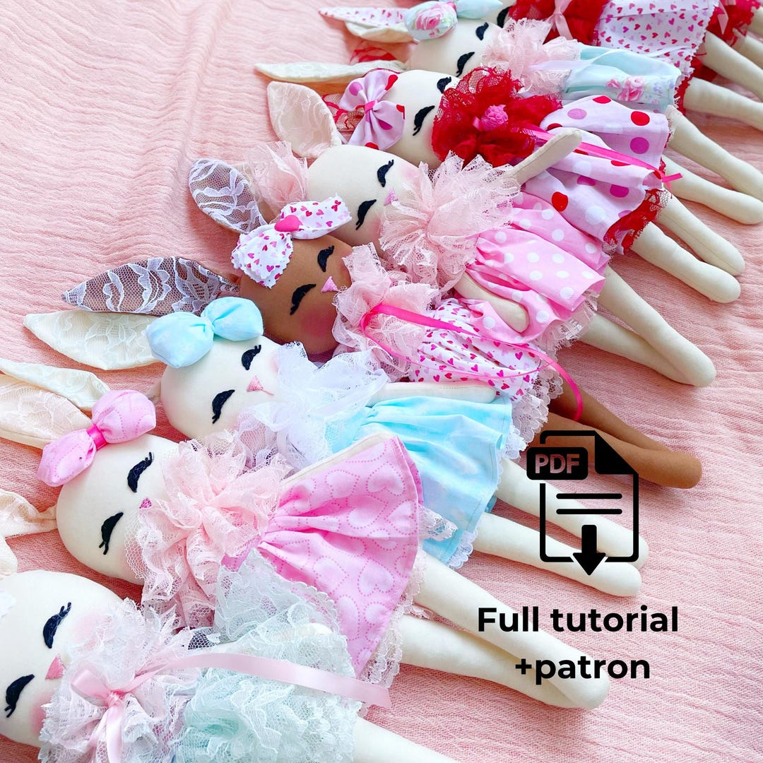 DIY Fabric Bunny Sewing Pattern & Tutorial Make Your Own Cloth Rabbit ...