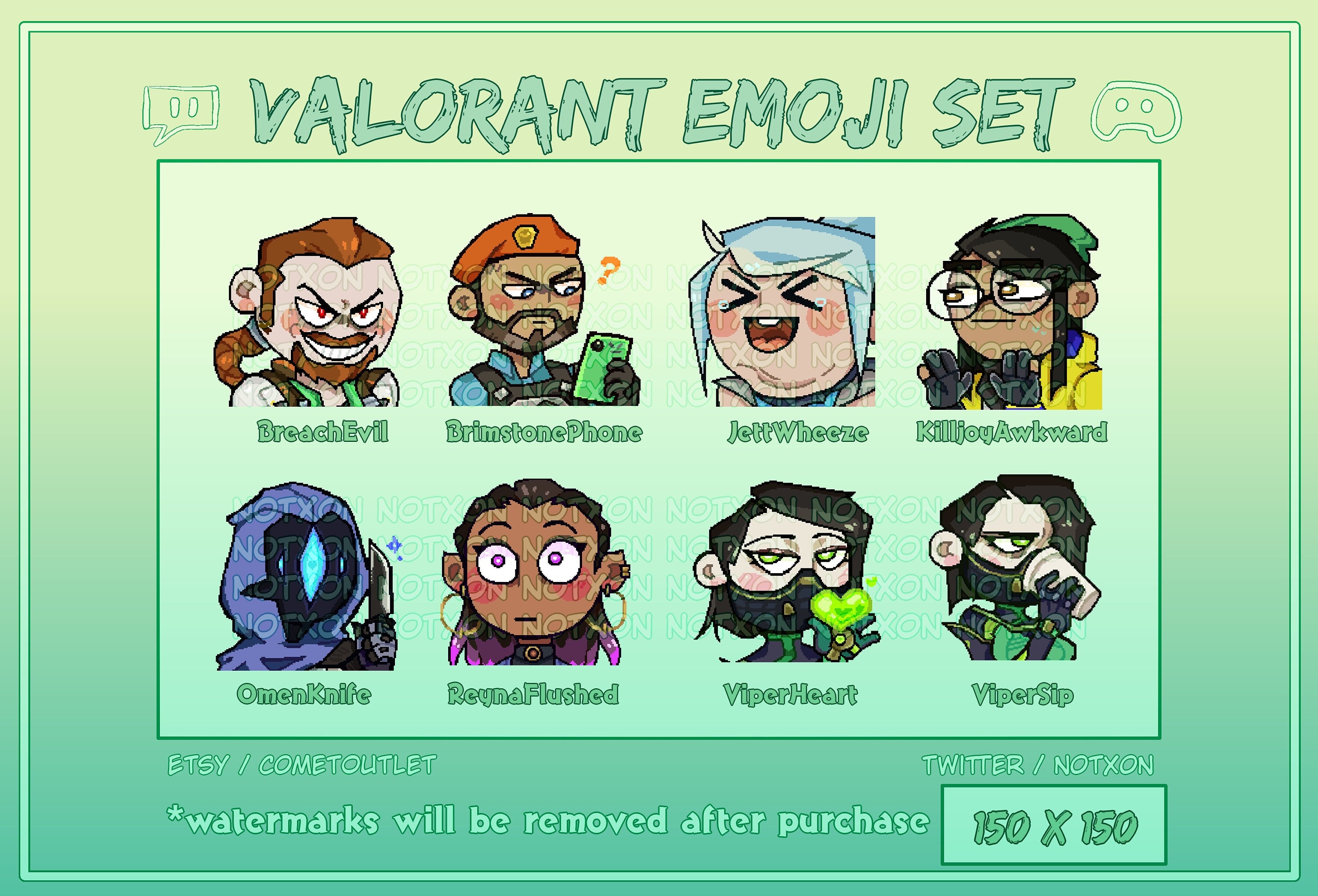 VALORANT Twitch Discord Emote Emoji 8 Pack - Etsy