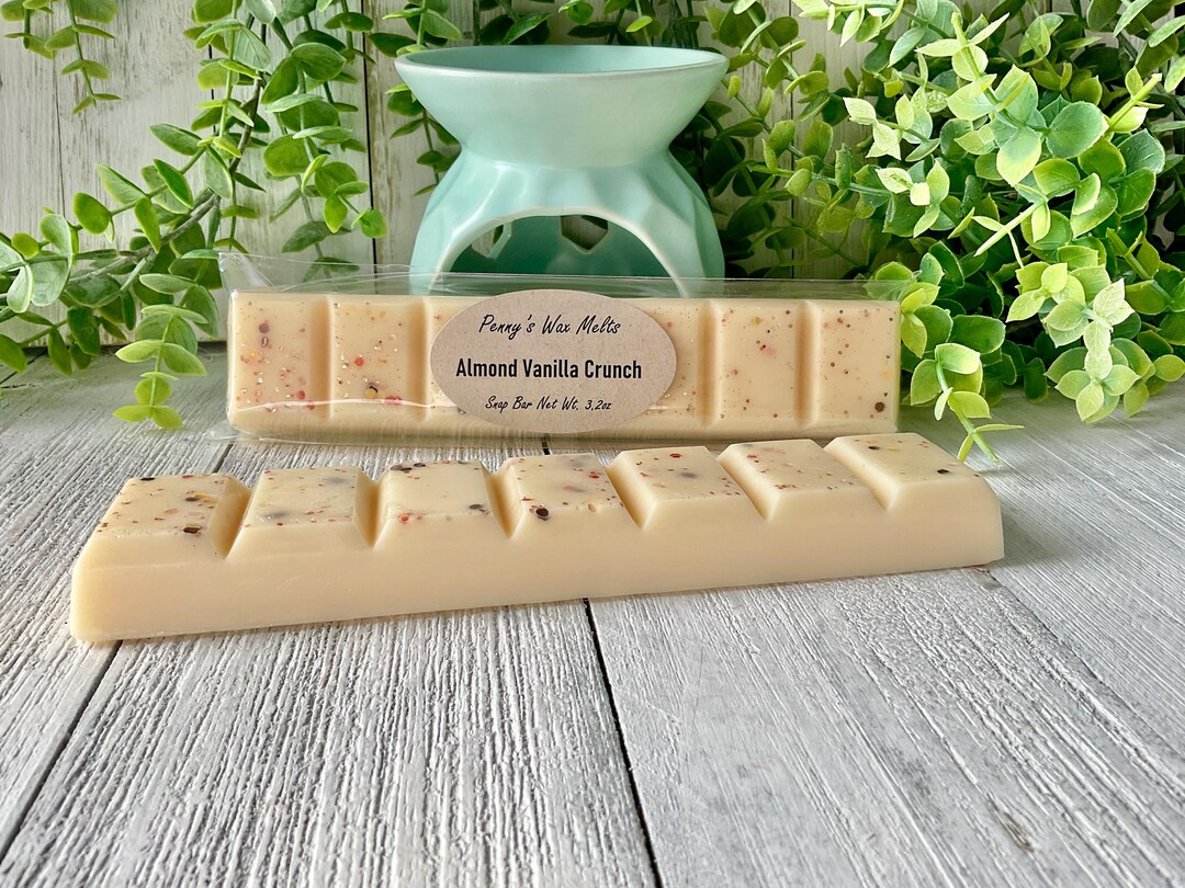 Almond Vanilla Crunch Wax Melt Snap Bar, Strong Scented 3.2 Oz Wax Melt ...