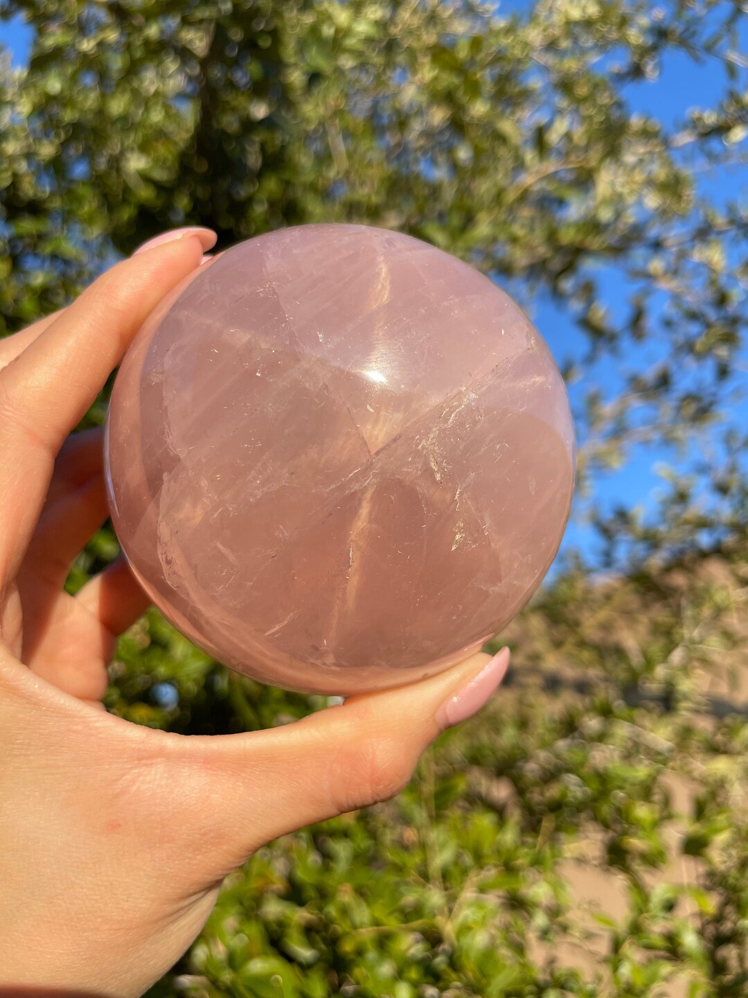 Star Rose Quartz Sphere - Gemmy - Large - Free US Shipping - 85mm 3.35 ...