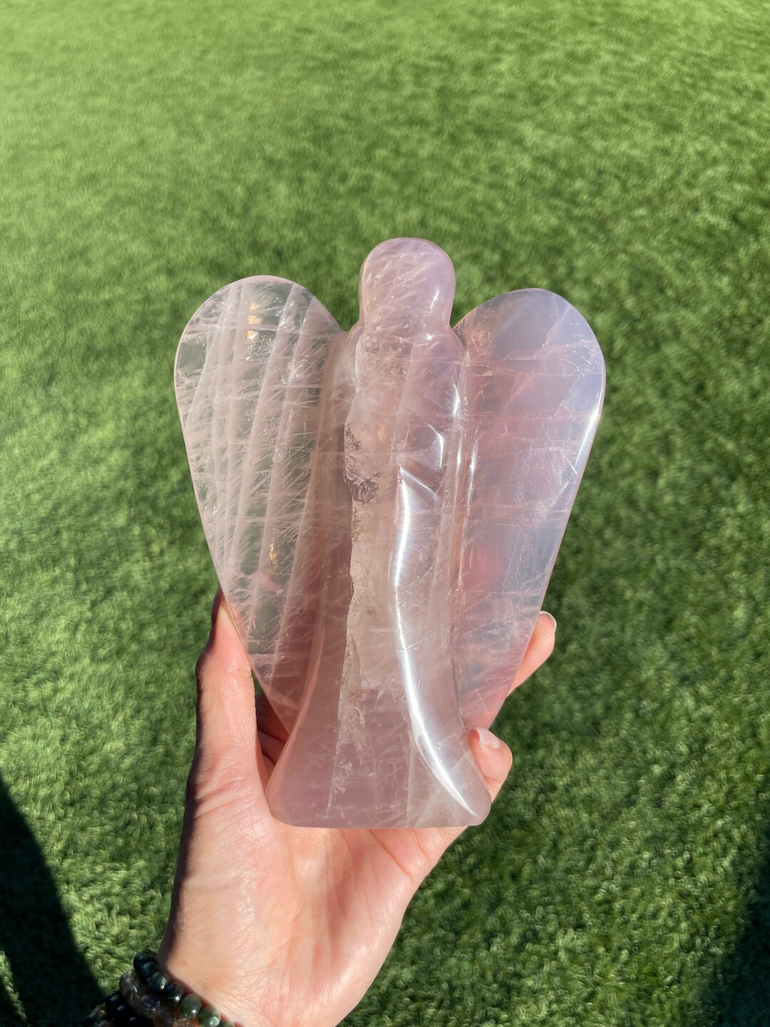 XL Gemmy Lavender Rose Quartz Angel Carving - Hand Carved Statue ...